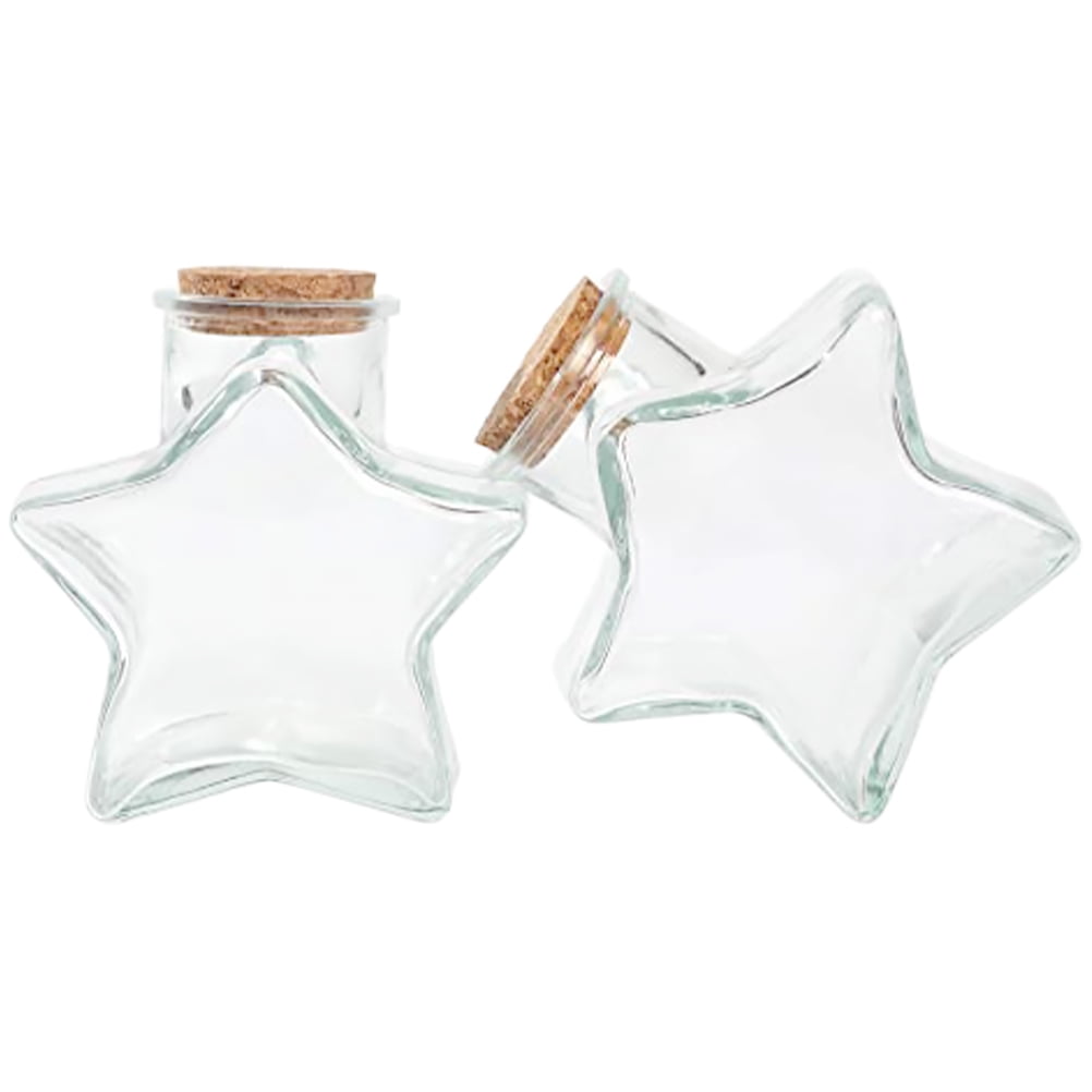 2pcs Transparent Wishing Bottles Star Shape Glass Jars Corked Drift ...