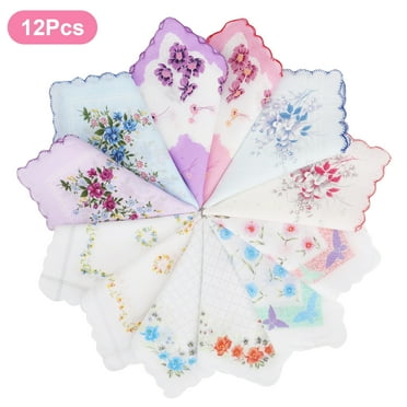 EEEkit 20pcs Colored Vintage Floral Print Handkerchiefs, 11''x11'' Soft ...