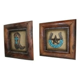 Set of 2 Western Turquoise Gems Cowboy Boot Horseshoe Wooden Wall ...
