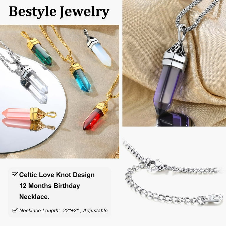 Bestyle Synthetic Moonstone Necklace June Hexagonal Bestyle Synthetic Moonstone Necklace June Hexagonal