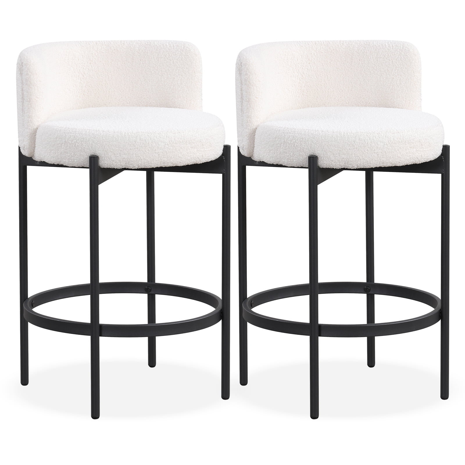 Click here for Gymax Boucle Counter Stools Set Of 2 W/Curved Back... prices