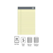 Universal Perforated Ruled Writing Pad, 5 x 8, Canary, 50 Sheets, Dozen ...