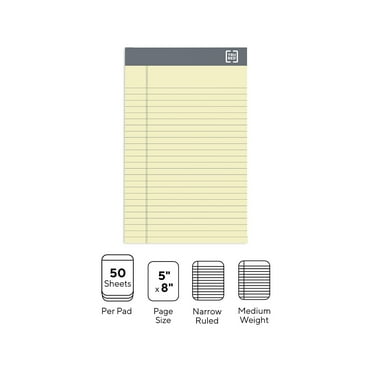 Universal Perforated Ruled Writing Pad, 5 x 8, Canary, 50 Sheets, Dozen ...