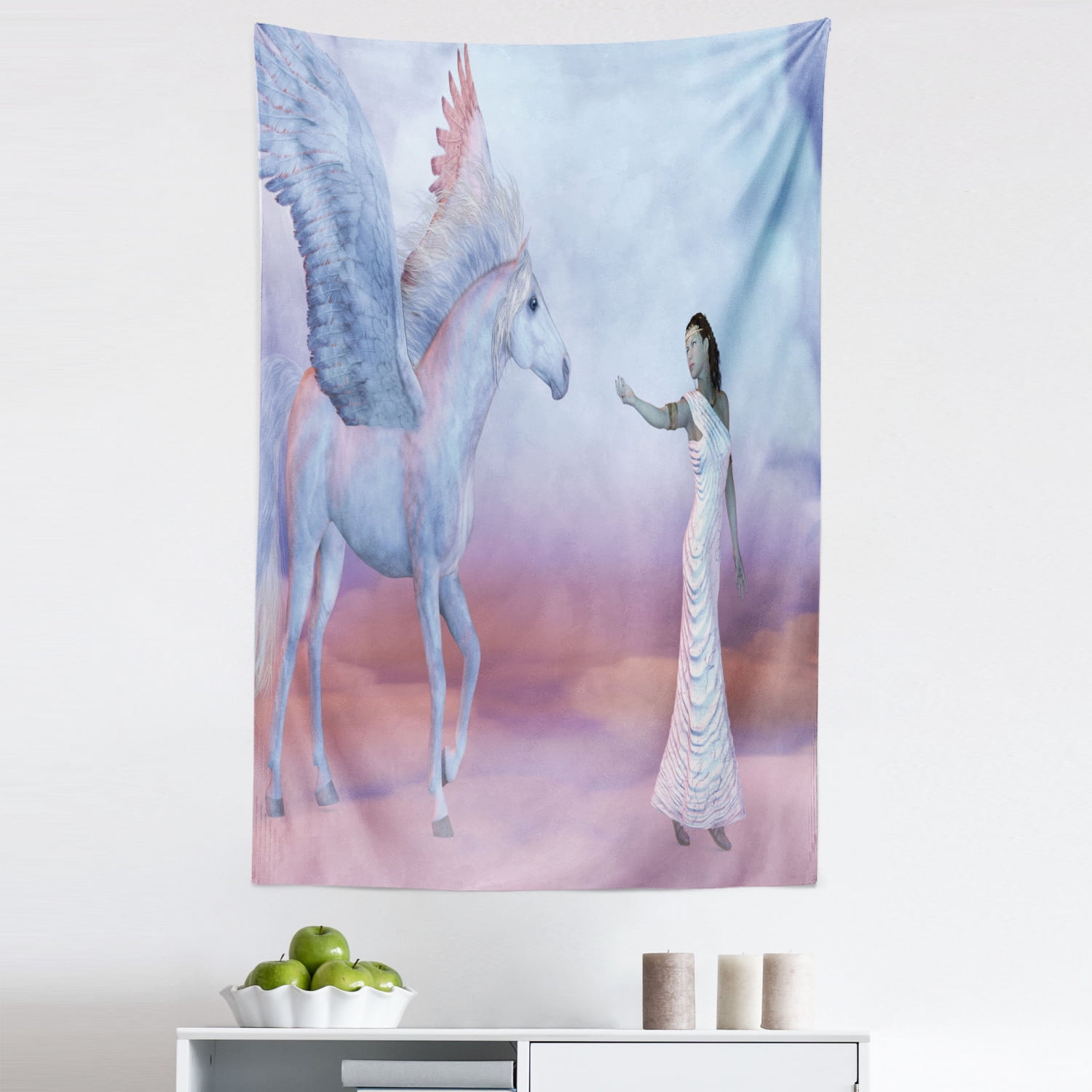 Athena Tapestry, Dreamy Fantasy Illustration of a Woman and a Horse ...