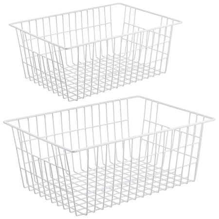 2 Pack Wire Storage Baskets, Farmhouse Metal Wire Basket (white ...