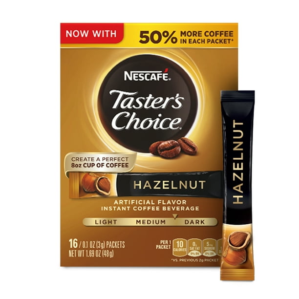 NESCAFE Taster's Choice, Hazelnut Flavored Instant Coffee, Medium Dark ...