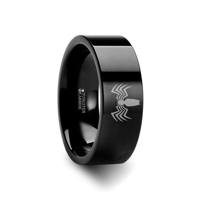 Venom Spider Symbol Super Hero Black Tungsten Engraved Ring Jewelry ...