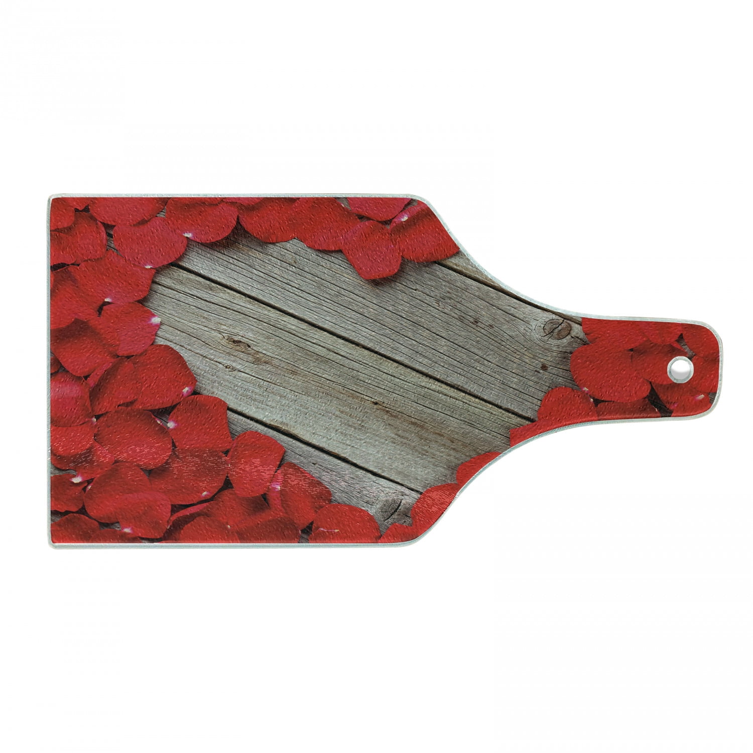 Rose Cutting Board, Vibrant Red Rose Petals on Wood Planks Forming a ...