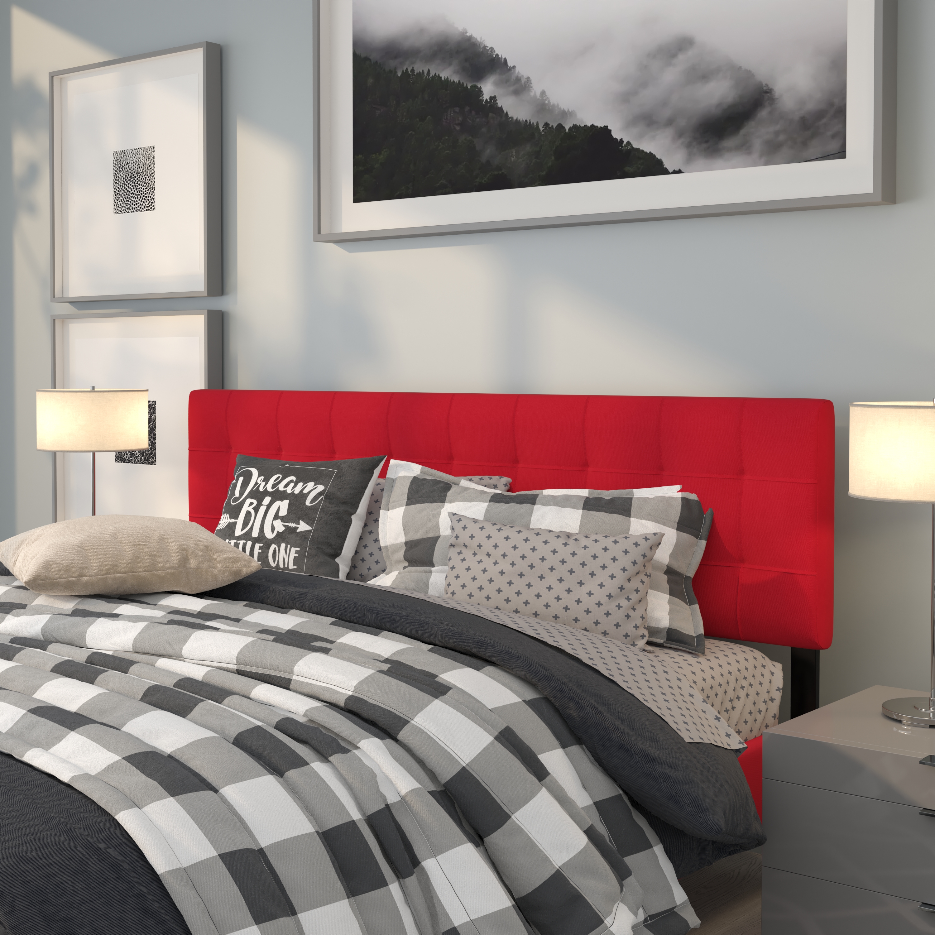 Flash Furniture Bedford Tufted Upholstered King Size Headboard in Red ...
