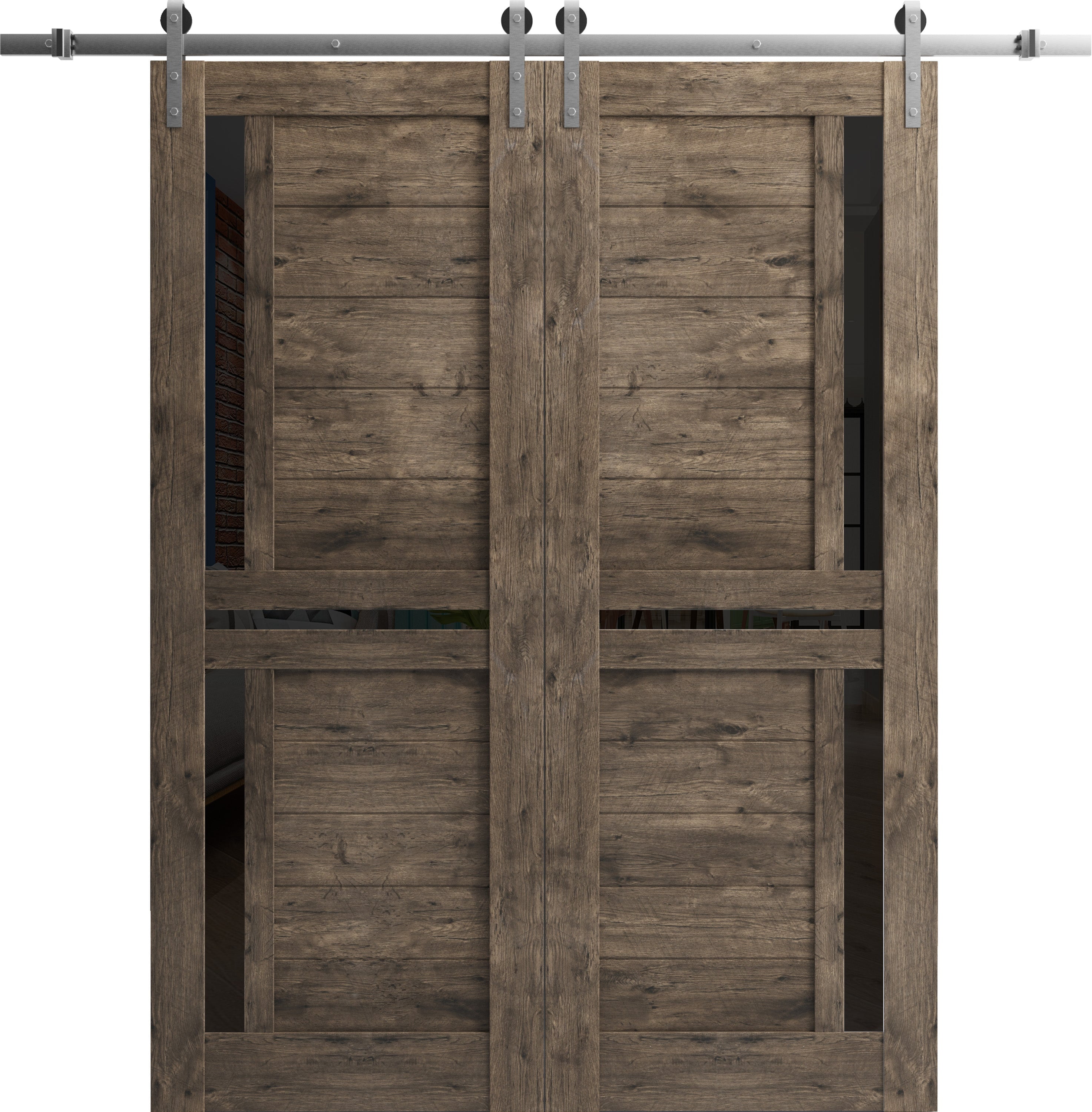 Sturdy Double Barn Door 64 x 96 inches with | Veregio 7588 Cognac Oak ...