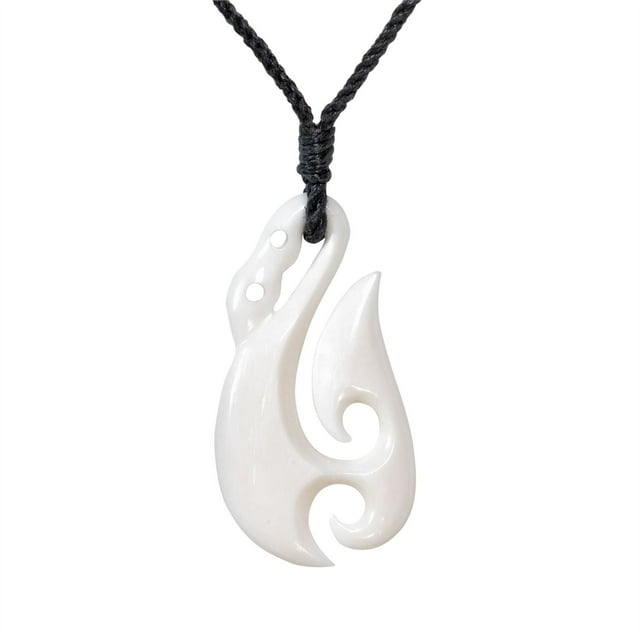 81stgeneration Women's Men's Hand Carved Bone Maori Hei Matau Double ...