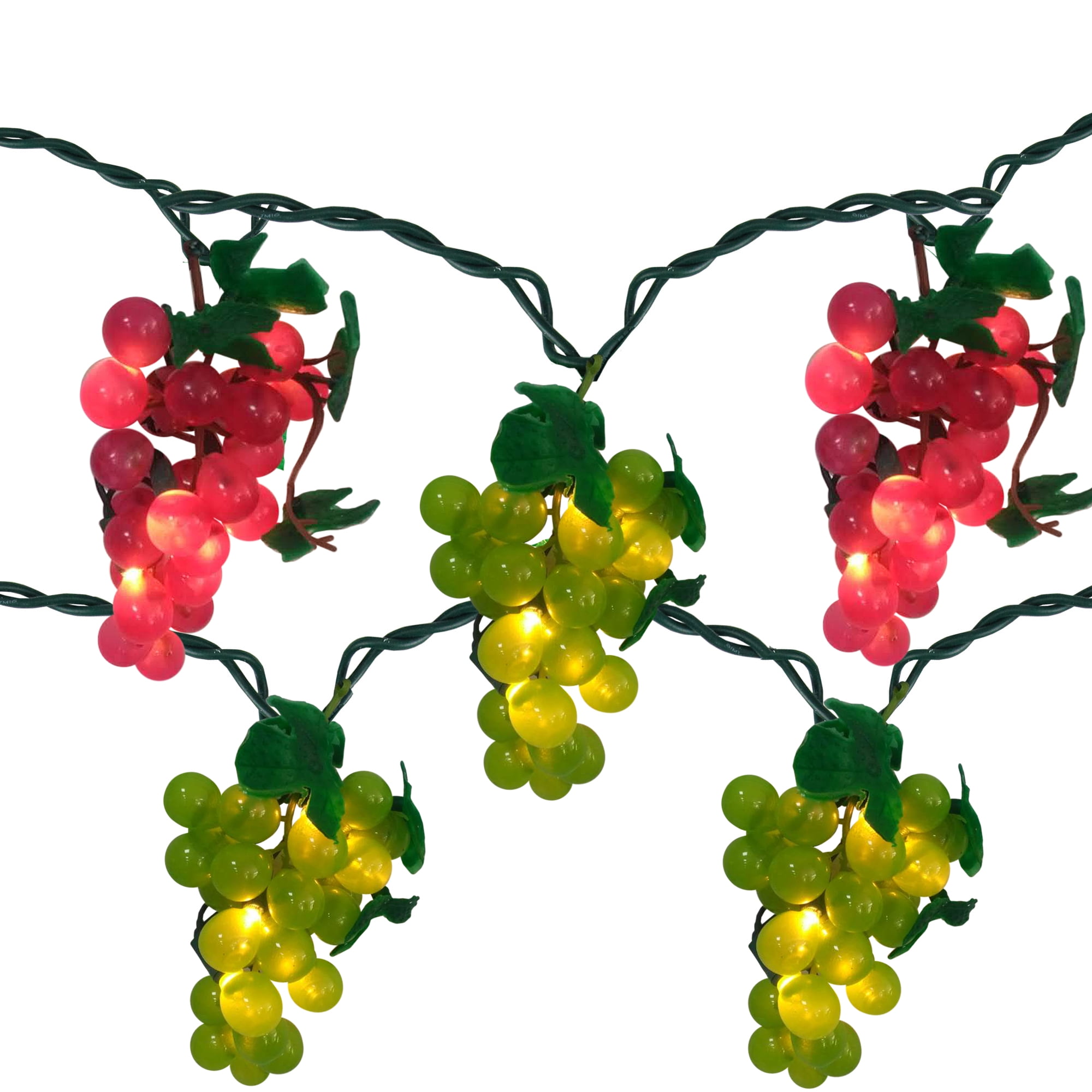 Red and Green Grape Summer Patio Light Set - 5 Clusters 35 Lights ...