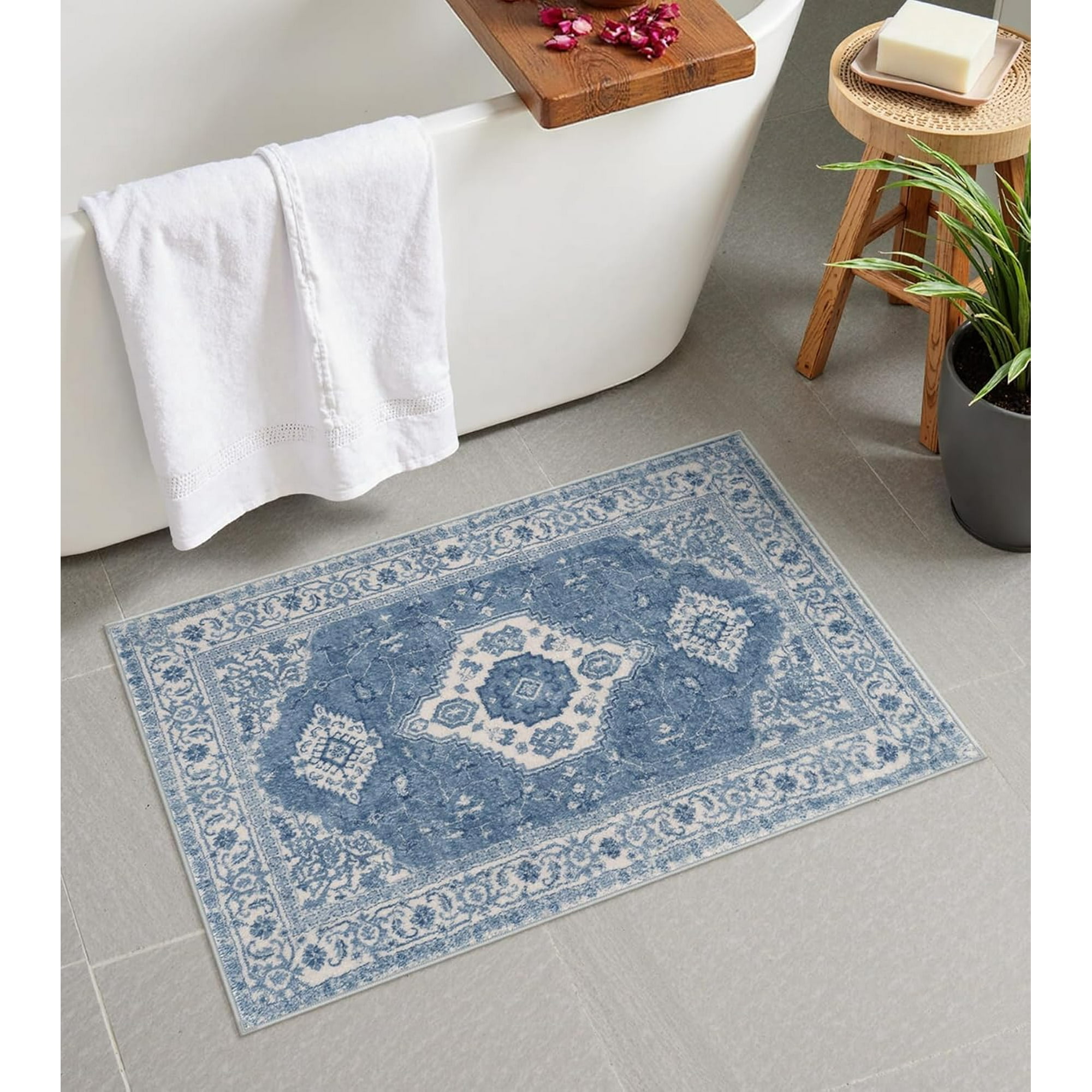 Click here for Hsmeiegadovf Seavish Blue Boho Bathroom Rugs  18x2... prices