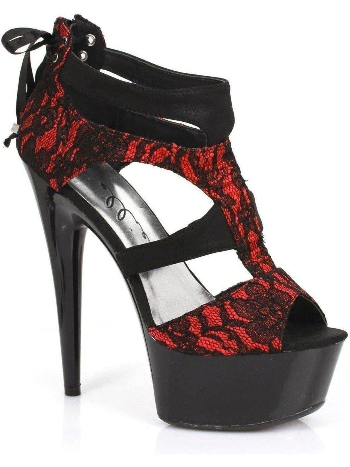 Ellie Shoes E-609-Isela 6 Pointed Heel Platform Sandal with Lace upper ...