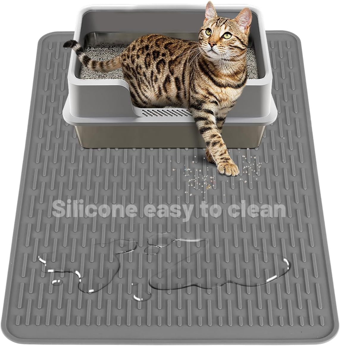 TRAHOO-Easy Clean Cat Litter Mat - Waterproof Non-Slip Silicone Cat ...