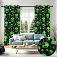 Alien Head Black Pattern Blackout Curtains,Triple Weaved Fabric,Thermal ...