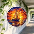 Acrylic Round Hanging Decor, Light Reflecting Art Ornament with Chain ...