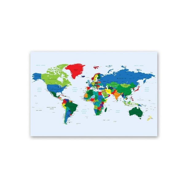 World Map With Countries Poster -Image by Shutterstock - Walmart.com