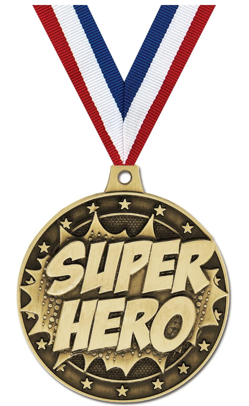 Buy Superhero Medals, 2 Gold Diecast Superhero Medal Award 1 Pack ...