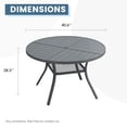 Vicllax Outdoor Patio Dining Table Dia.41" Slatted Tabletop Metal Frame ...