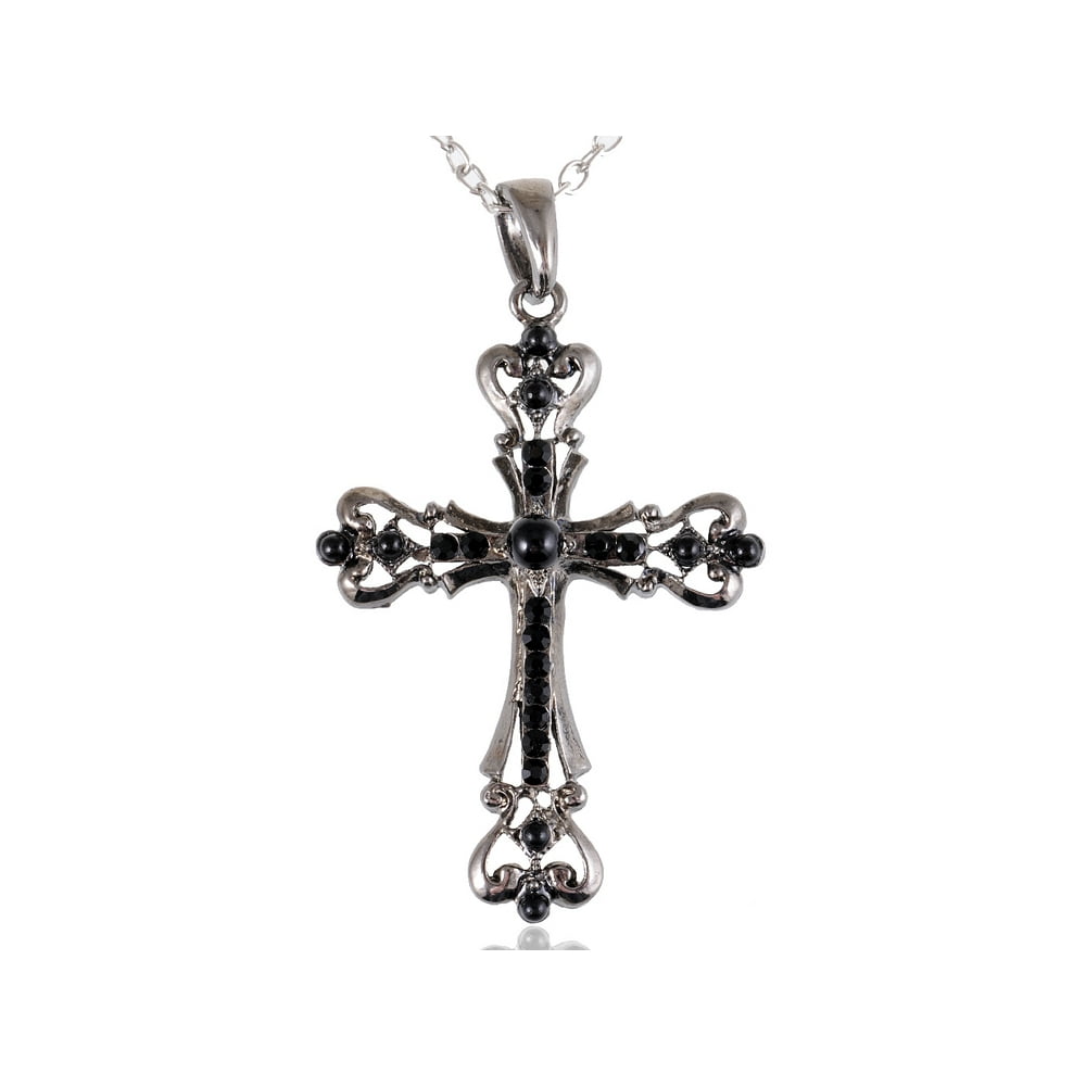 Feinuhan - Silvery Beads Crystal Rhinestone Religion Christian Holy ...