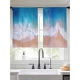 Blue Coastal Semi Sheer Curtains 45 Inch Length 2 Panels Set, Summer ...