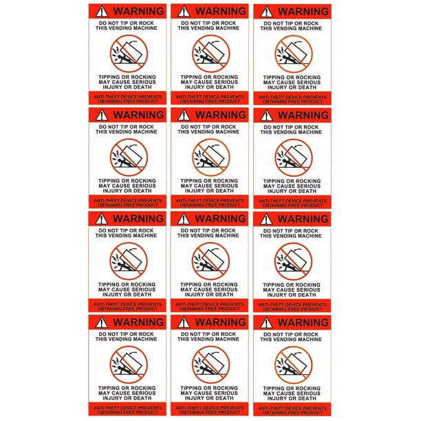 Vending Machine do not tip warning labels, quantity 12 - Walmart.com