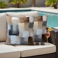 Abstract Gray Brown Outdoor Waterproof Throw Pillow Covers 26x26 Set of ...