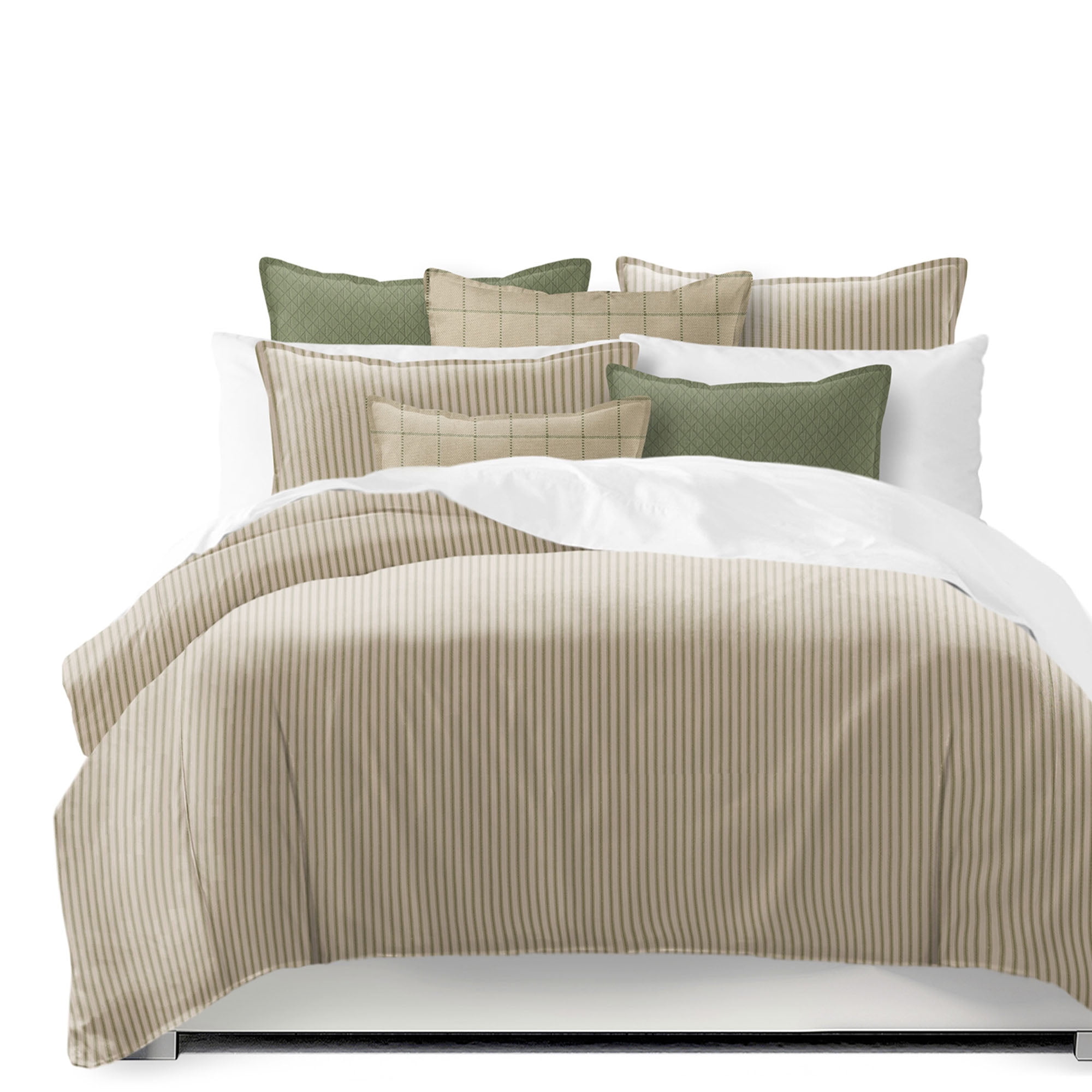 Basic Ticking Stripes Sage Duvet Cover Set Queen - Walmart.com