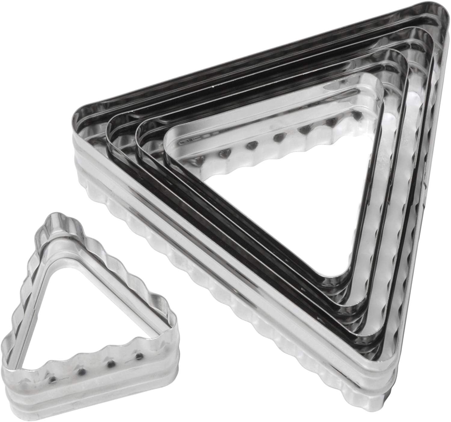 Ateco 52560 Double Sided Triangle Cutters in Graduated Sizes, Fluted ...