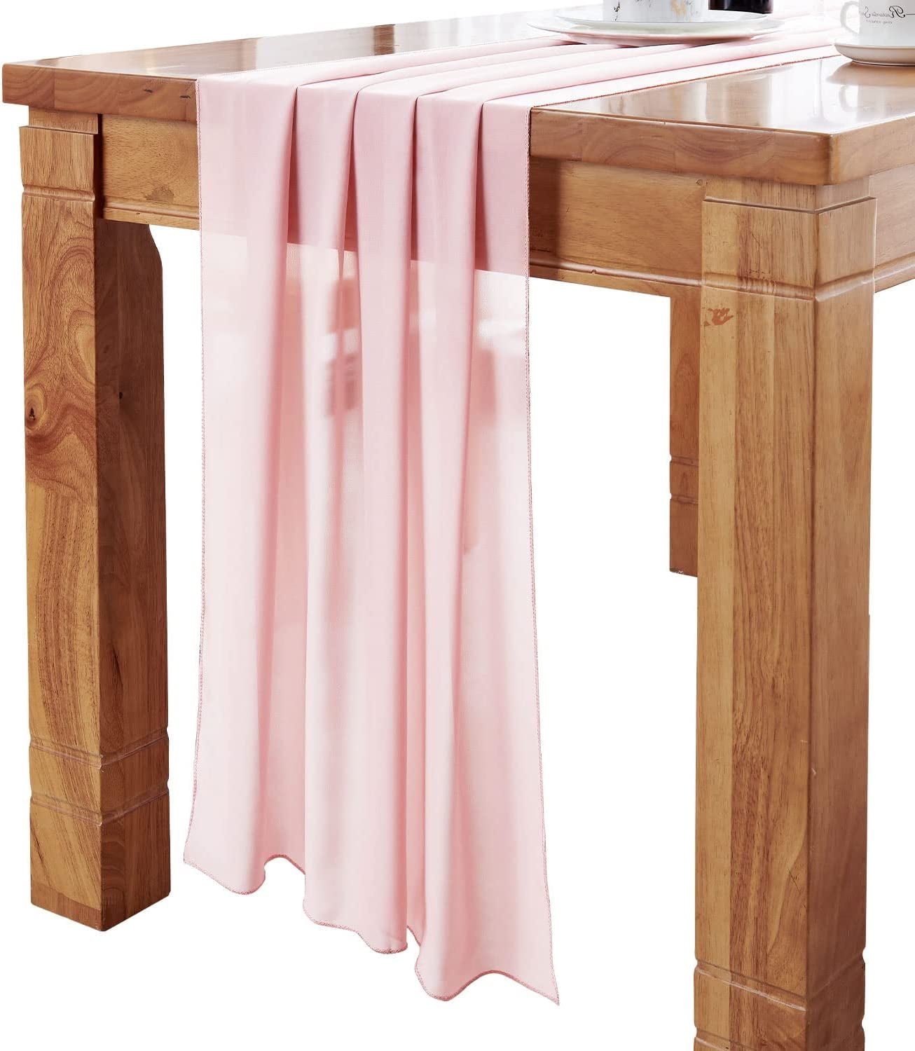ZOELNIC Table Runner Chiffon Fabric Sheer 28x120 inches Long Table ...