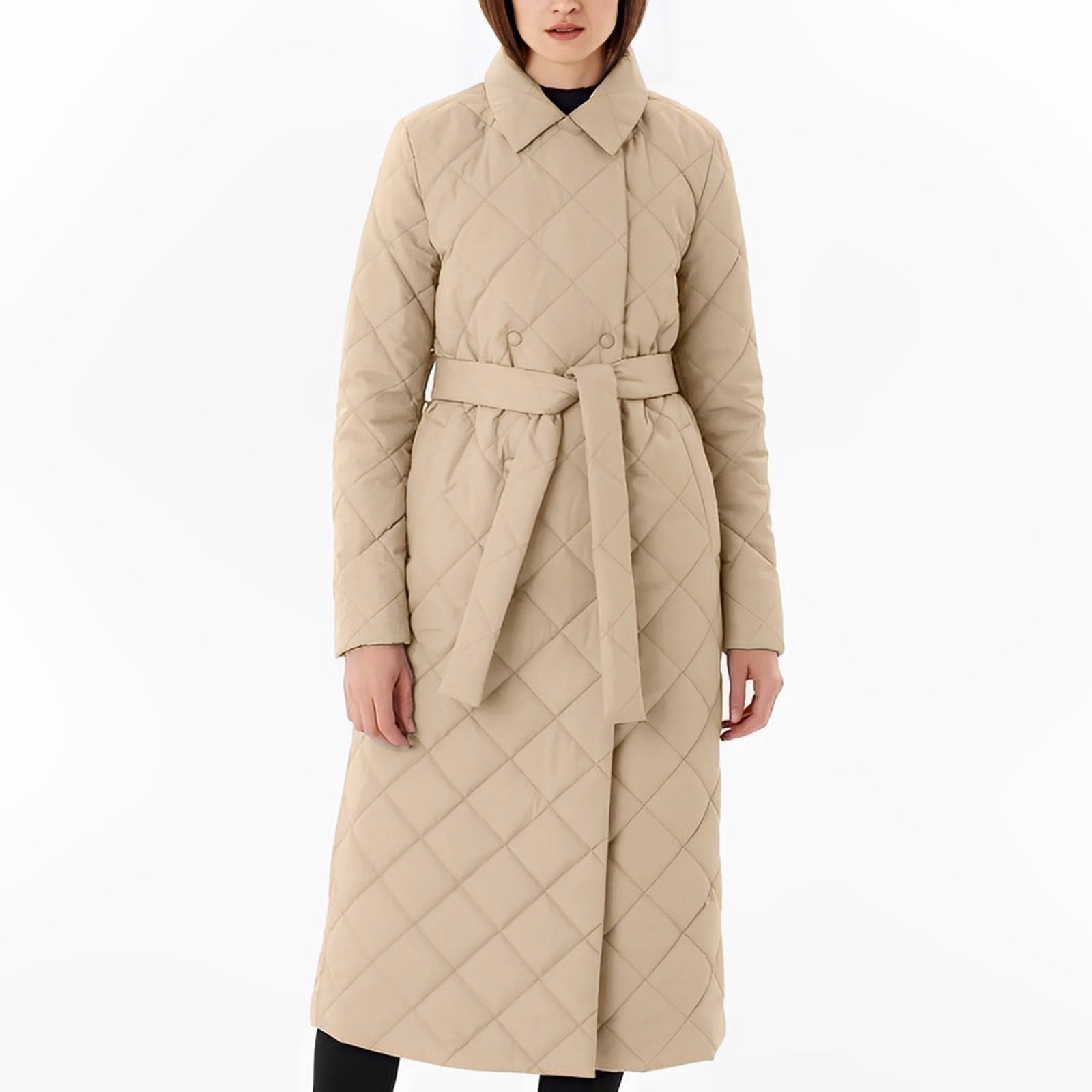 EGNMCR Womens Long Puffer Coat, Long Sleeve Padded Winter Down Coats ...