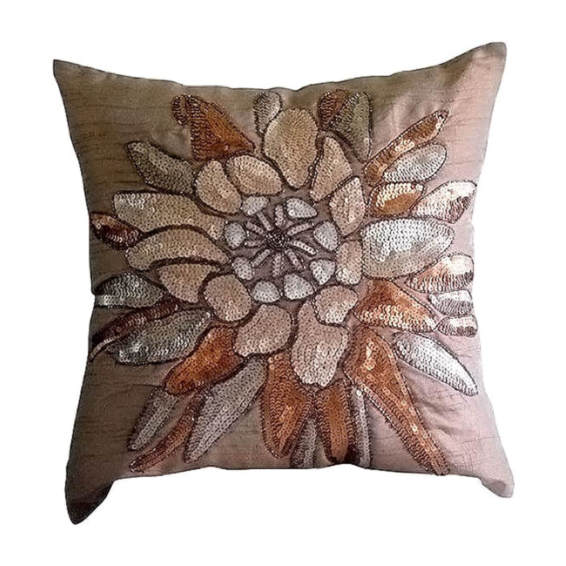 Euro Pillows, Peach European Pillow Shams 26x26 inch (65x65 cm), Silk ...