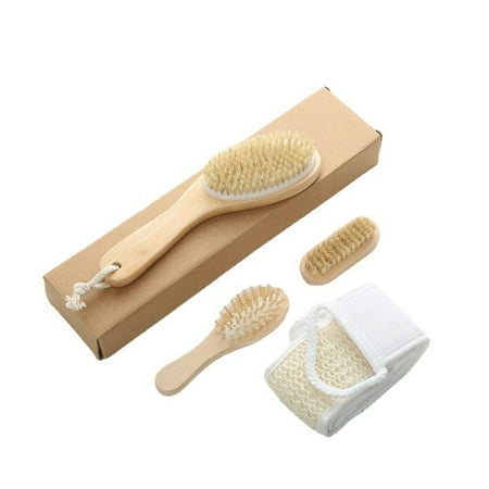Unatoiry Bath Brush Kit Wood Legs Hand Body Exfoliating Skin Shower ...