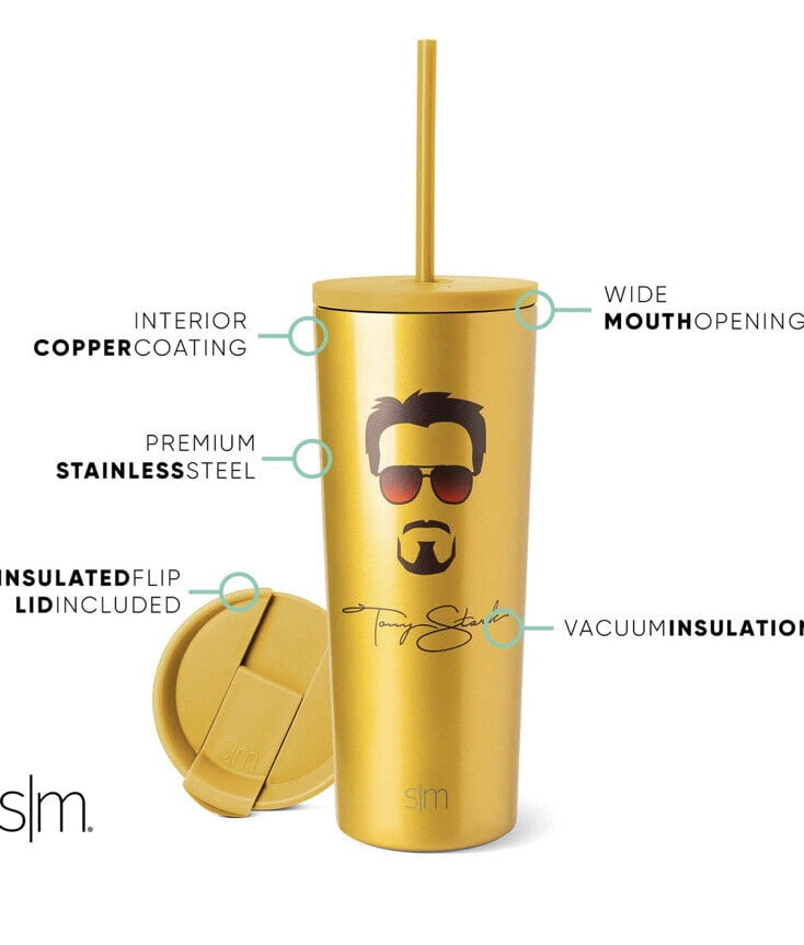 Simple Modern Insulated Iron Man Tony 24oz Tumbler W/Flip Lid and Straw ...