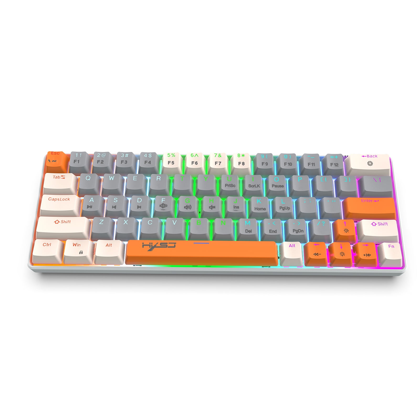 HXSJ HXSJ V500 Compact 63-Key RGB Mechanical Keyboard with Red Switch ...