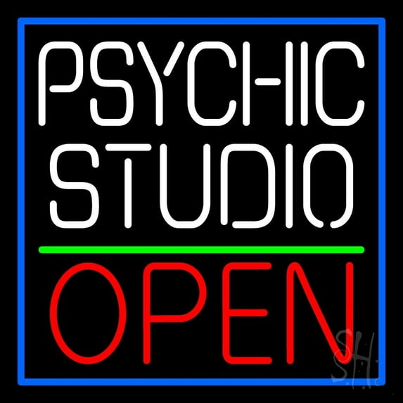 White Psychic Studio Red Open Green Line LED Neon Sign 24" Tall x 24 ...