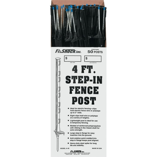 Fi-Shock 4 ft Black Step-In Fence Post - Walmart.com - Walmart.com