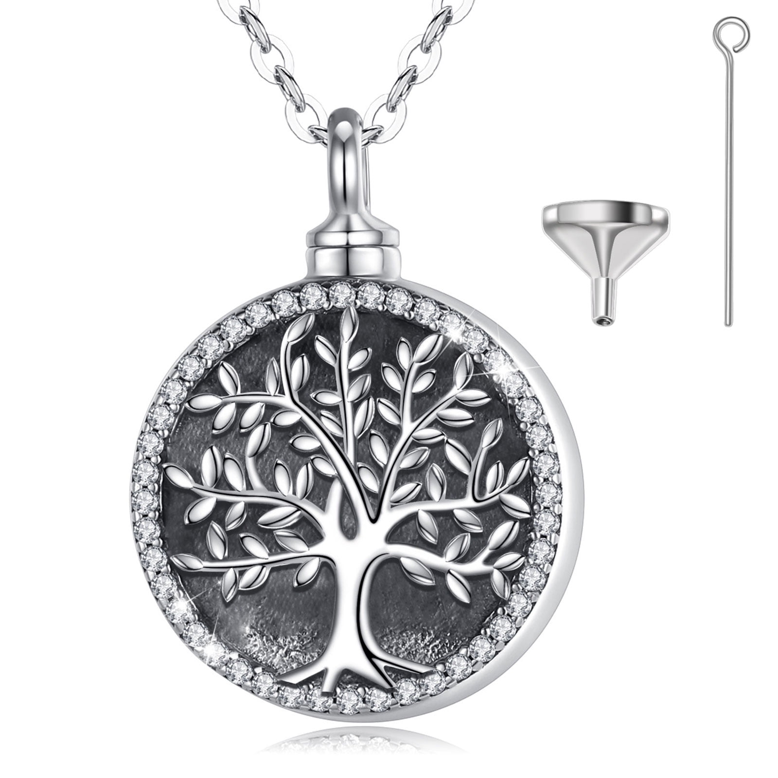 EUDORA Sterling Silver Tree of Life Cremation Necklace, Vintage Urns ...