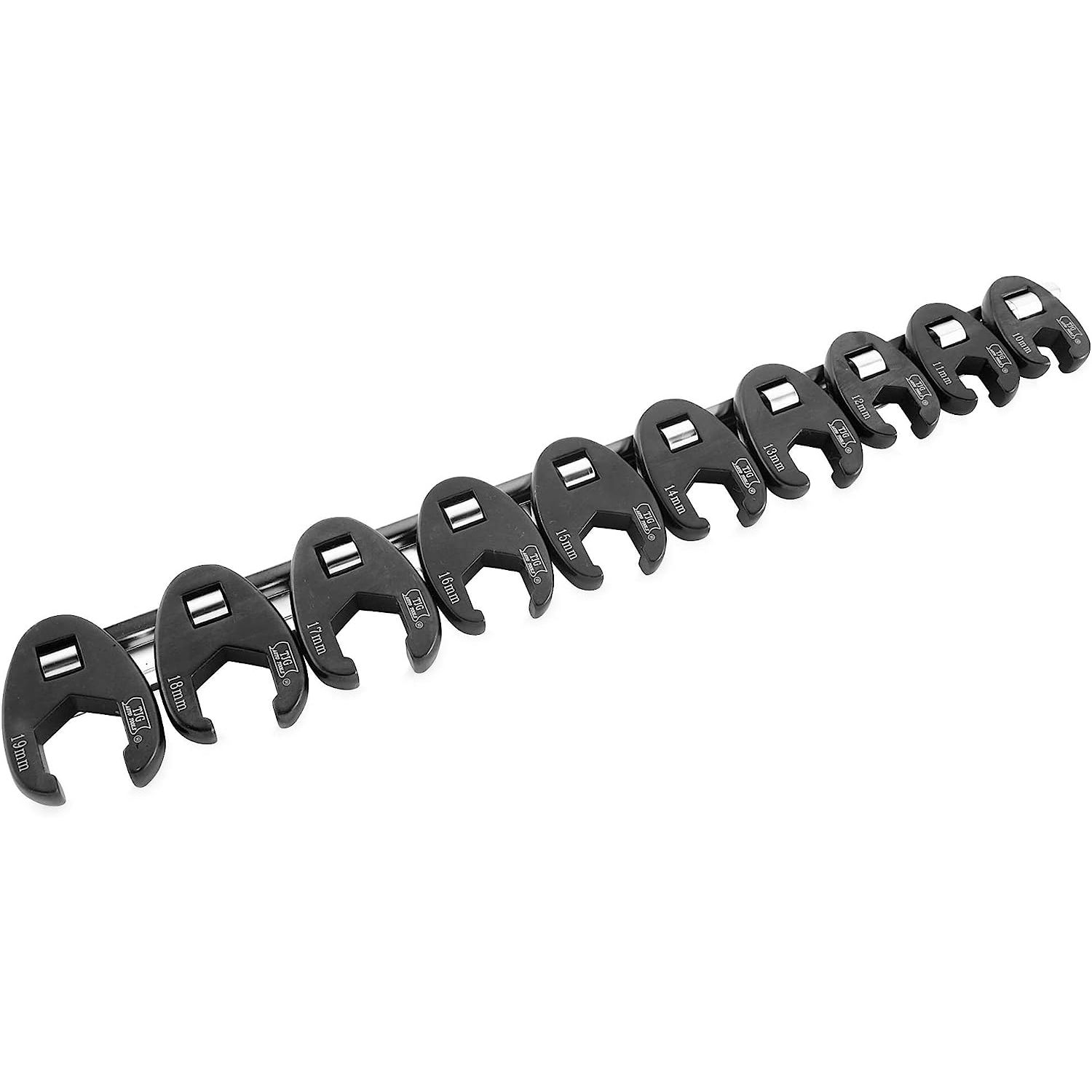 HTYSUPPLY 10-Piece 3/8" Drive Metric Flare Crow Foot Wrench Set On Rail ...