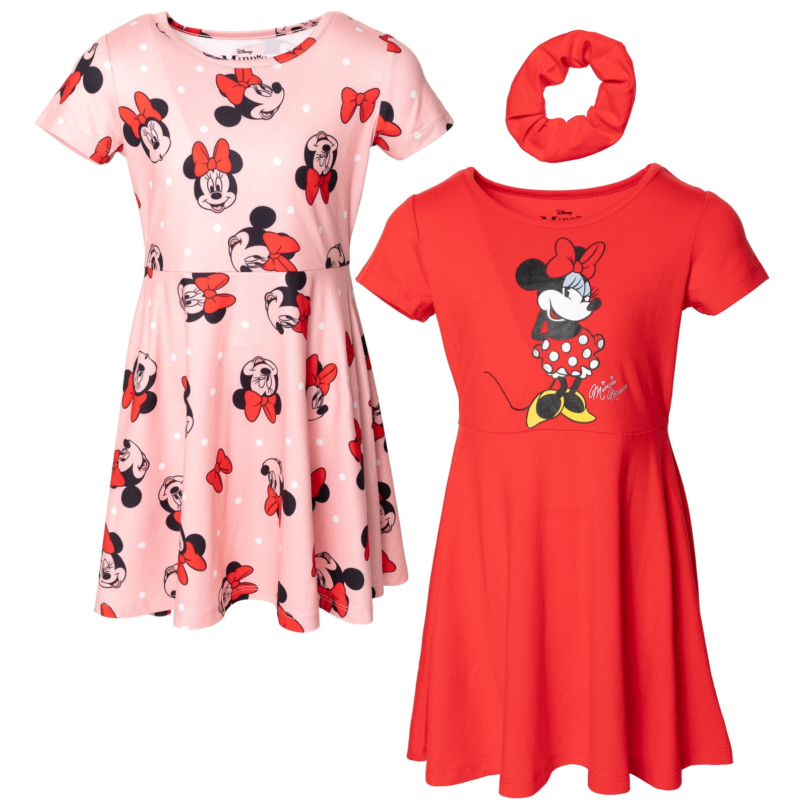 Disney Minnie Mouse Big Girls Skater Dresses and Scrunchie Little Kid ...