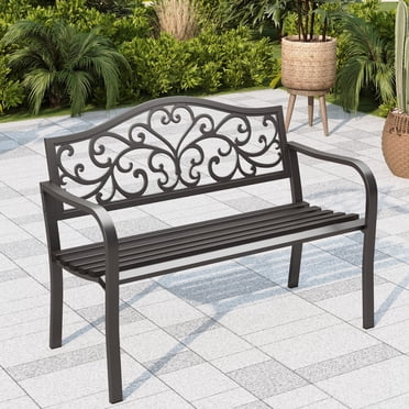 "Alpha Joy Large 50"" Heavy Duty Outdoor Steel Patio Garden Bench for ...