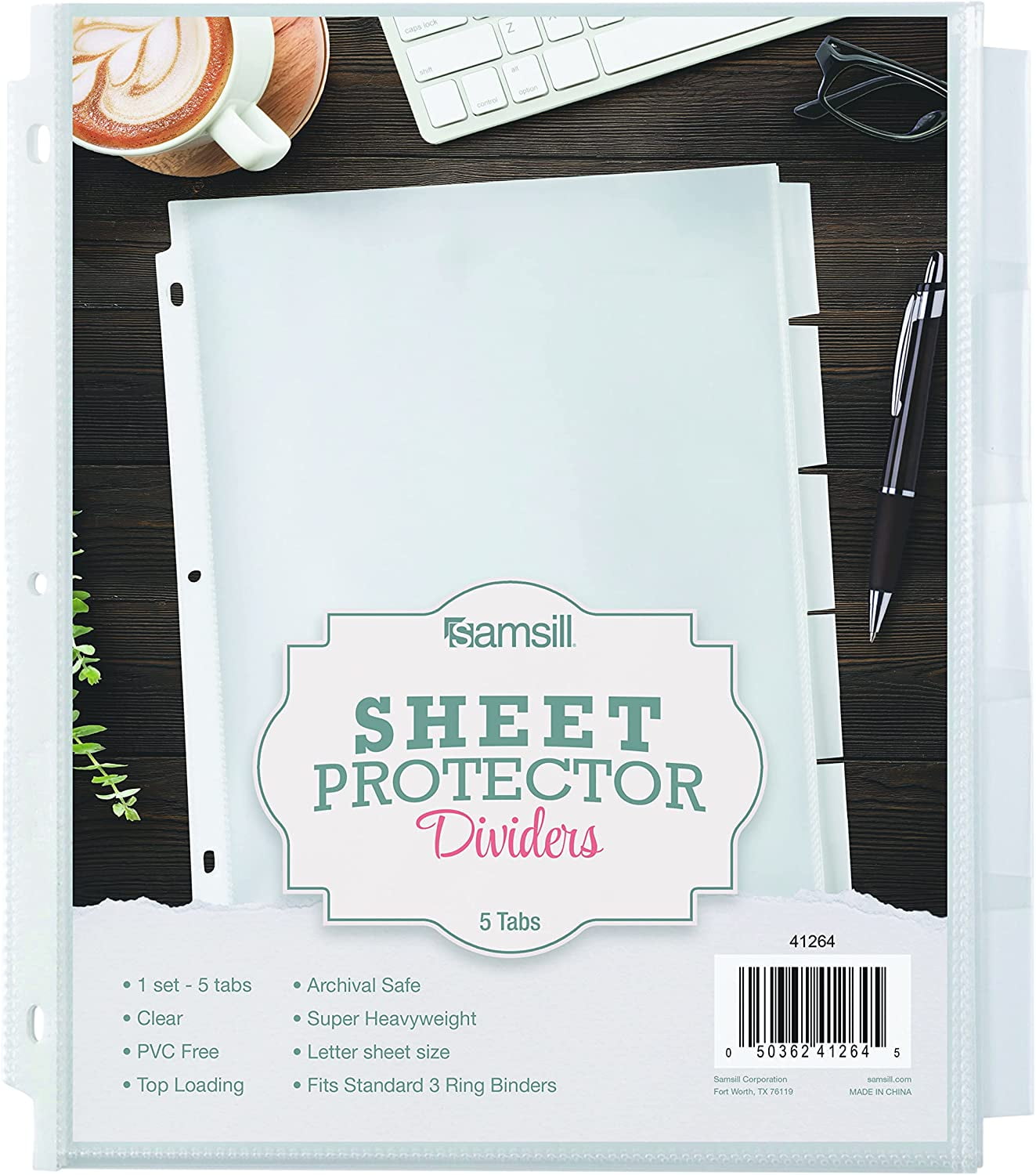 Samsill 5 Tab Sheet Protector Dividers with Tab Inserts, Clear, Super ...