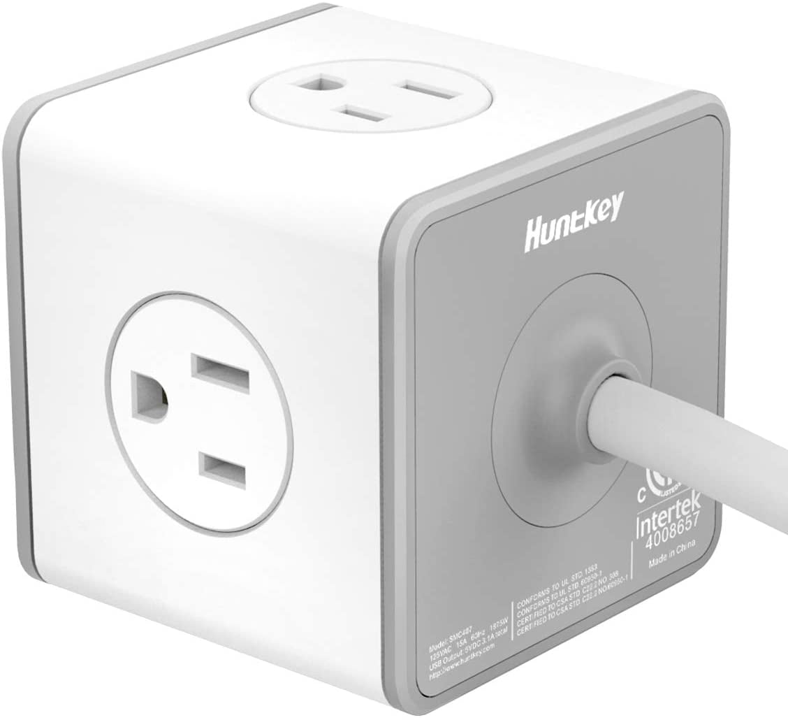 Huntkey 4 Outlets Surge Protector, 3 USB Ports 5V/2.4A, 5-Foot Heavy ...
