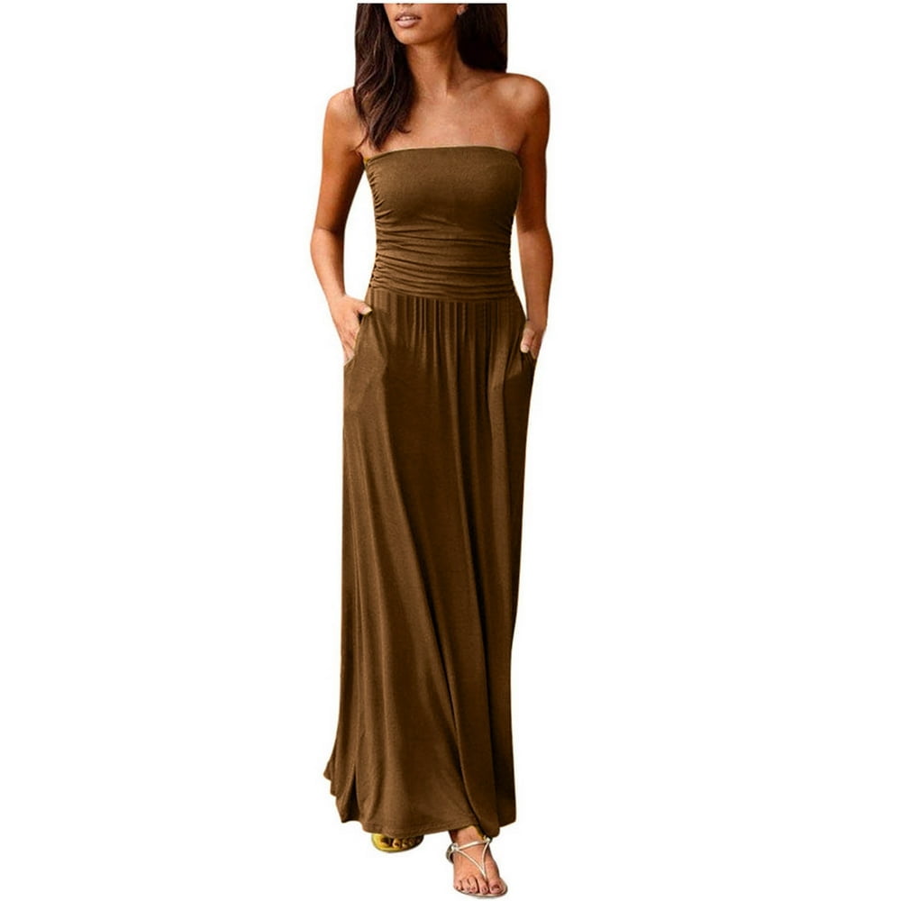 Click here for Generic Womens Strapless Bandeau Summer Long Dress... prices