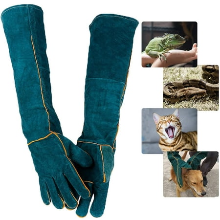 Xizioo Anti Bite Safety Biting Gloves Ultra Long Green Leather Pets ...