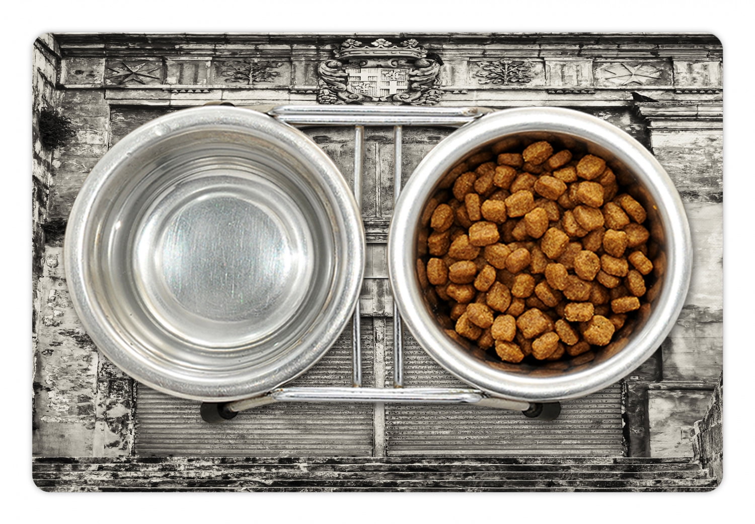 Rustic Pet Mat for Food and Water, Monochrome Old Closed Store Front ...