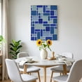 Abstract Grid Canvas Wall Art for Living Room, Minimalist Blue Mint ...