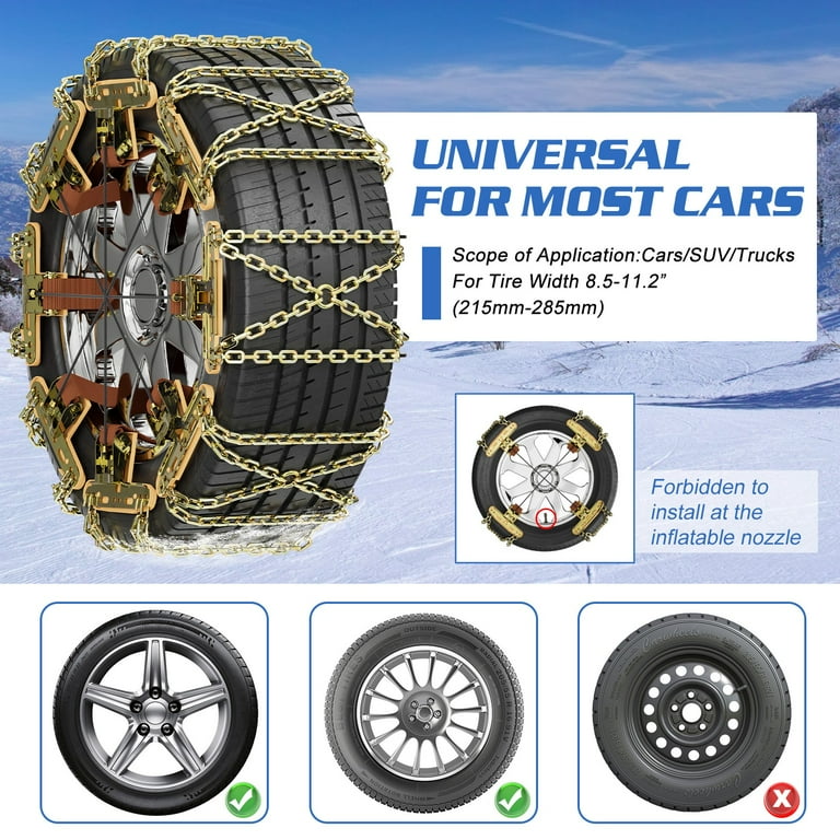 Snow Tire Chains Snow Chains For Cars & SUVs – Adjustable Universal ...