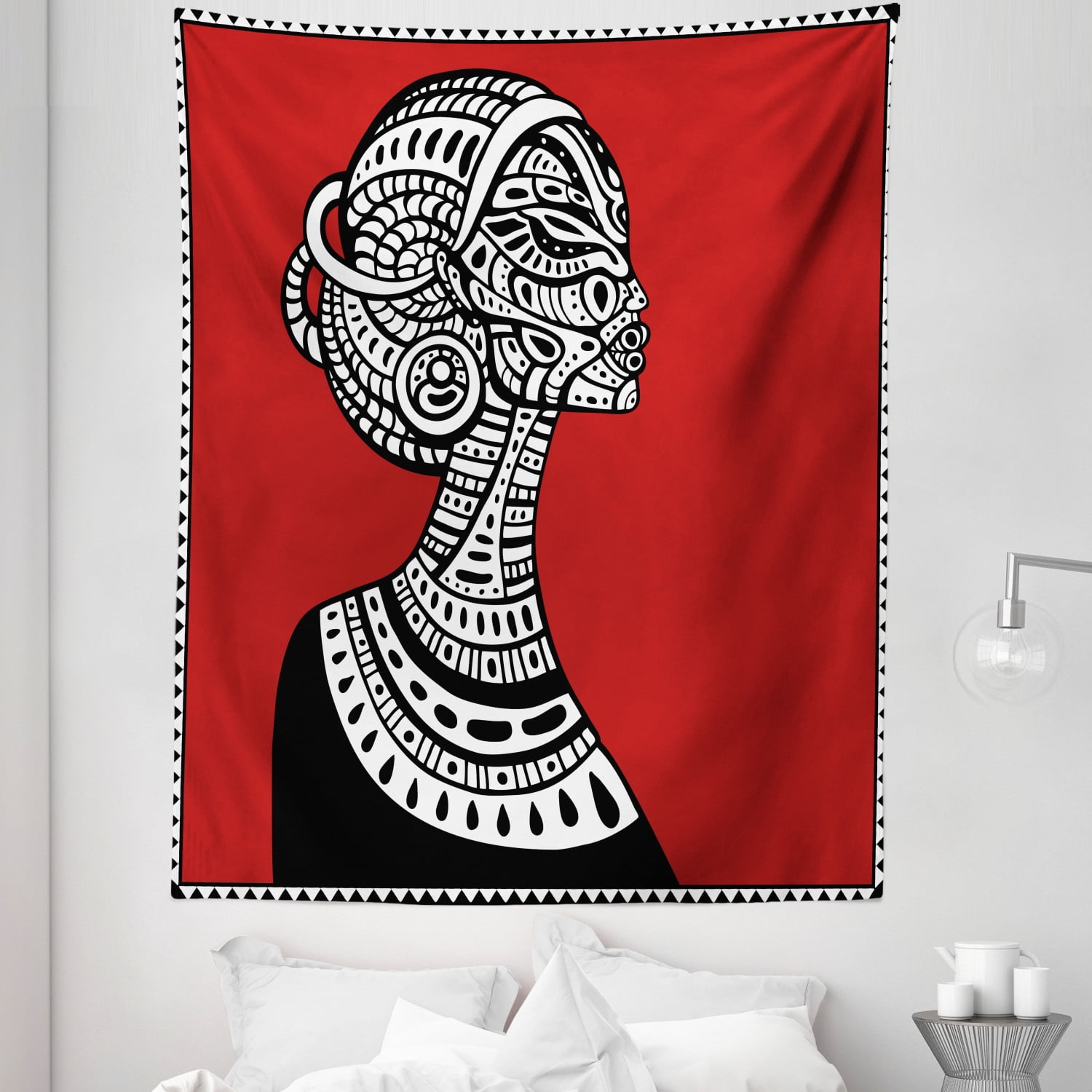 African Tapestry, Hand Drawn Ethno Cultural Themed Portrait Complex ...